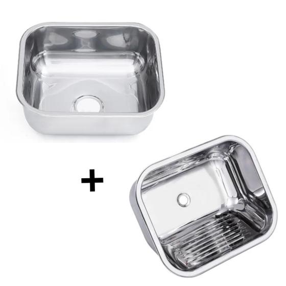 Kit Cuba Inox N3 40x34 + Tanque 40x40 Lavanderia Aço 304 - Tecnocuba ...