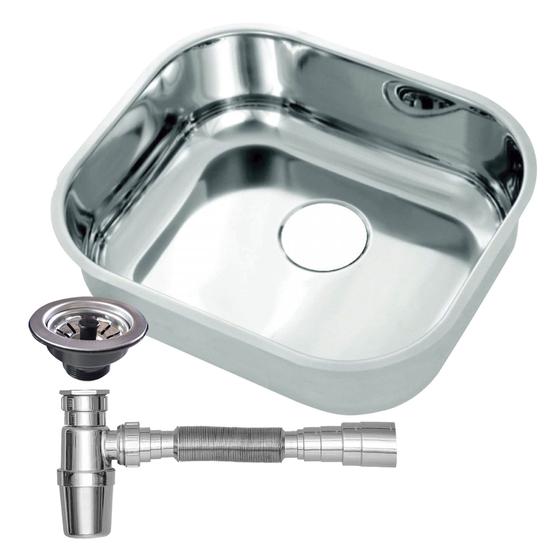 Kit Cuba Inox Polido 40x34 com Válvula Sifão Cromado para Pia - Franke ...