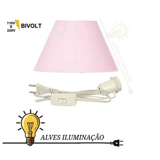 Kit Cupula Abajur Grande com cordão e Soquete E-27 Completo Varias ...