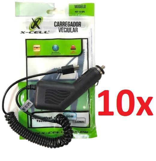 Kit de 10 Carregador Veicular Mini V3 5v 2a Mot-v3/gps Xcell - XCELL ...