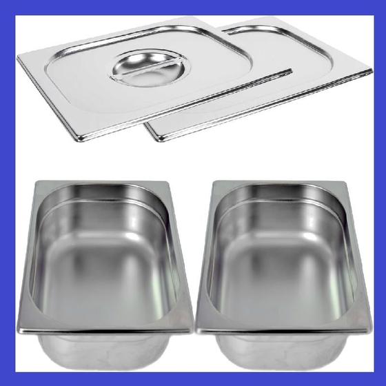 Kit de 2 Cubas Gastronômicas Com Tampa Buffet Inox 1/2 100mm - Zepper ...