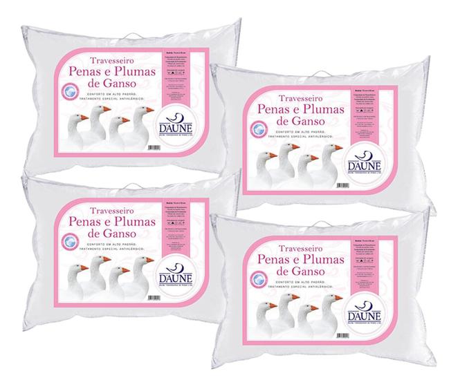 Kit de 4 Travesseiros de Penas e Plumas - Médio - Daune - Travesseiro ...