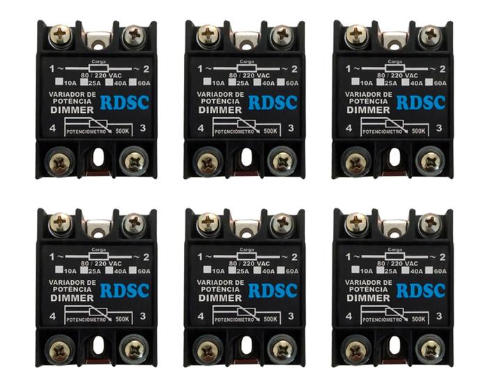 Kit de 6x Regulador Dimmer Variador de Potência 4000W 25A Dimer ...