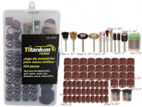 Kit De Acessorios P/ Micro Retifica C/ 150 Peças Titanium - Kit para ...