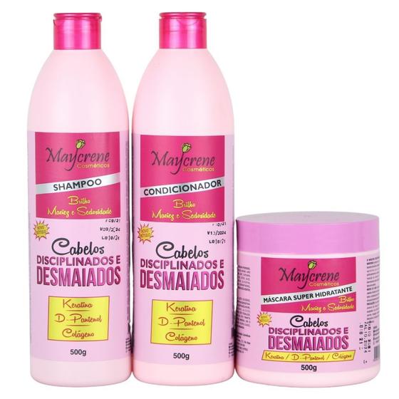 Kit de Alisamento Desmaia Cabelo Shampoo Condicionador 500ml C/ Máscara ...