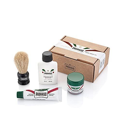 Kit de barbear de viagem Proraso, completo e portátil - Espuma de ...