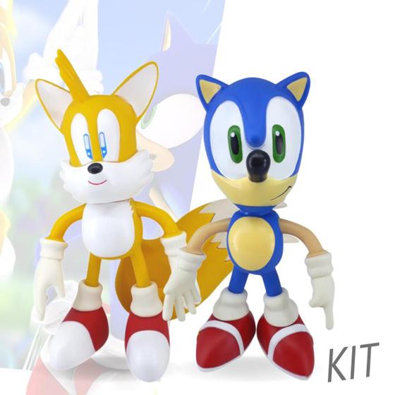 Kit de Bonecos Sonic Azul e Tails Amarelo Lindo Articulável - Baratotal ...