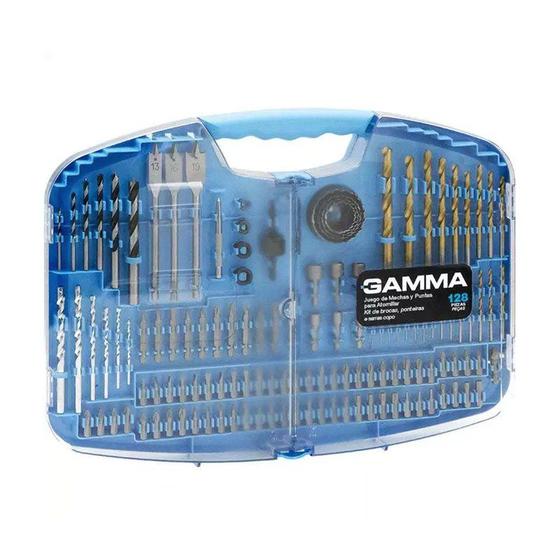 Kit de Brocas, Bits e Serras Copo 128 Peças G19517AC GAMMA - Bits e ...