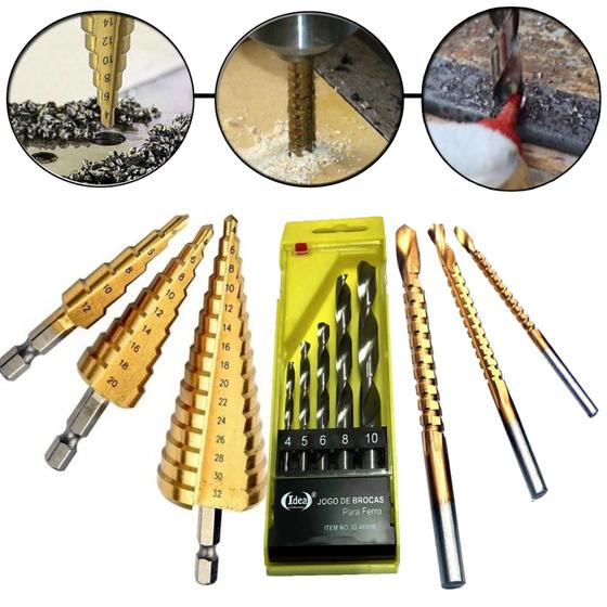 Kit De Brocas Escalonada E Broca De Titanio Hss Aço Rapido - Idea ...
