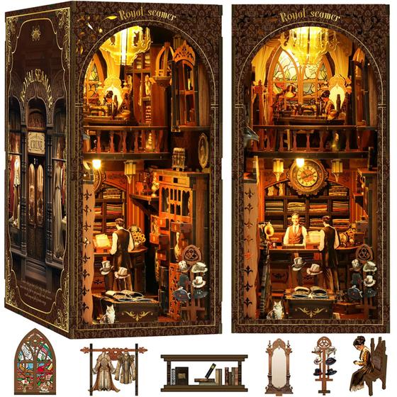 Kit de casa em miniatura DIY Vaki Vaki Book Nook com capa protetora ...