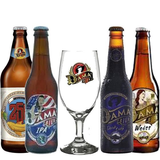 Kit de Cervejas Dama Bier contendo 4 rótulos com Taça - Bebidas ...