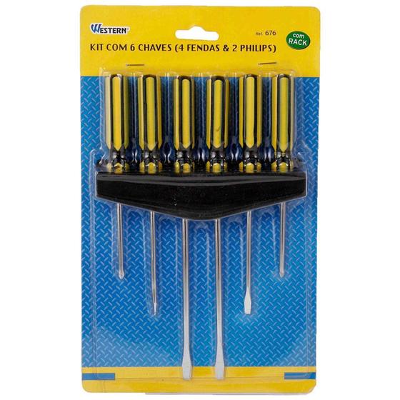 Kit De Chaves 6 Peças Fenda E Philips 676 Western - Jogo de Chave de ...