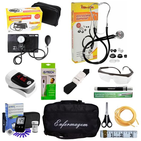 Kit de enfermagem preto premium com oxímetro completo - Kit Enfermagem ...