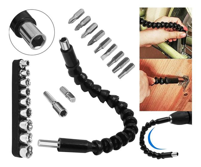 Kit de Extensor e Prolongador Preto Flexivel Universal Com Fenda, Allen ...