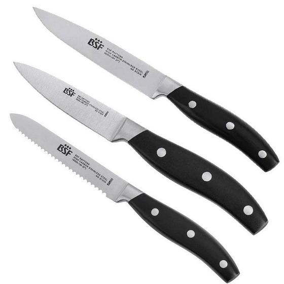 Kit de Facas 3 peças em Aço Inox BSF Daytona Zwilling Cabo de 3 rebites ...