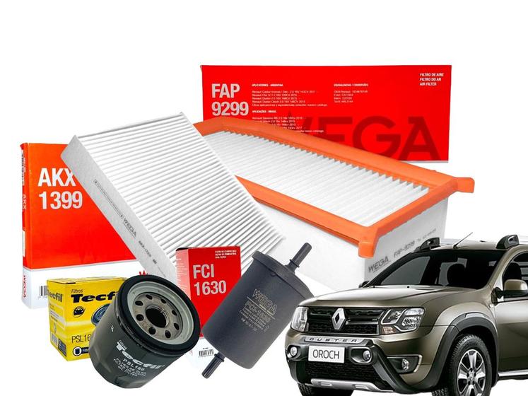 Kit de Filtros Duster e Oroch 1.6 16v 2017 2018 2019 2020 2021 2022 TECFIL / WEGA - Filtros ...