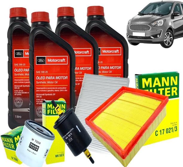 KIT DE FILTROS MANN + ÓLEO FORD MOTORCRAFT 5W20 KA 1.0 12V e KA 1.5 16V ...