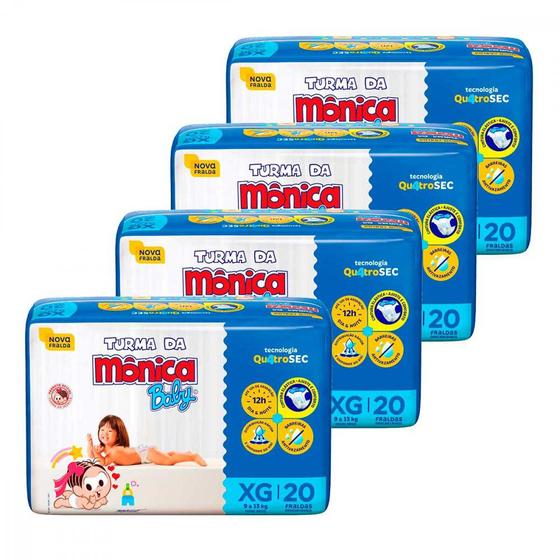 Kit de Fraldas Infantil Turma da Mônica Jumbo XG com 80 unidades ...
