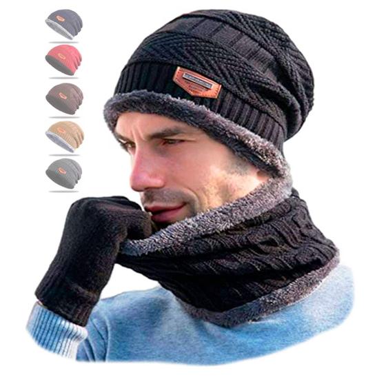 Kit de Frio Touca de Lã + Luva + Gola Forrada Unissex Inverno ...