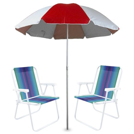 Kit De Guarda-Sol 1,80m Sombreiro Nylon Para Praia E Piscina Com Silver ...