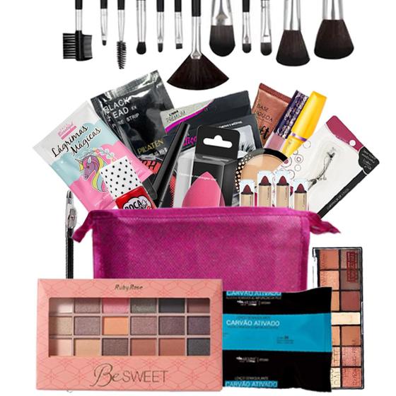 Kit De Maquiagem Completo Profissional + Sombras Bz02-1 - Pele Branca ...