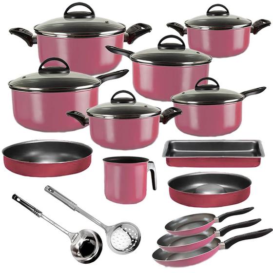 Kit de Panelas 13 Pçs Rose Antiaderente + Utensílios em Inox - Marpal ...
