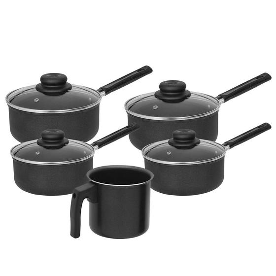 Kit De Panelas Antiaderente Preto Fort-lar 5 Pecas - Alumínio Fort-Lar ...