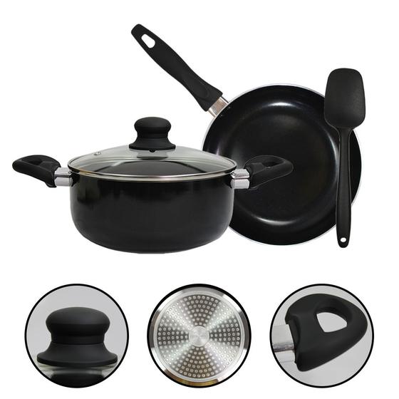 Kit De Panelas Avulsa Para Cooktop De Indução 24cm Preta + Espátula ...