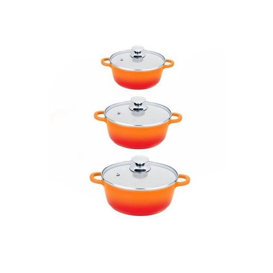 Kit De Panelas Clink Laranja Com 3 Pecas 16+20+24Cm Cada - Jogo de ...