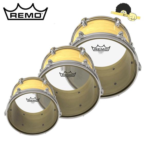 Kit de Peles Remo emperor clear filme duplo 10,12 e 14 - Pele para Bateria e Percurssão ...
