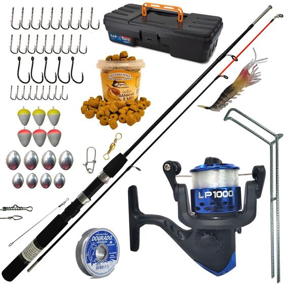 Kit de pesca Vara 2 Partes + Molinete e Acessorios (Completo) - Jaú ...