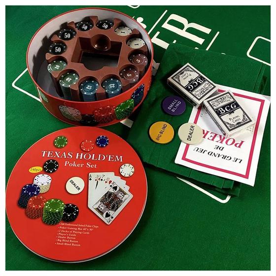 Kit De Poker Completo 108 Cartas e 240 Fichas Com Toalha De Mesa - Gici ...