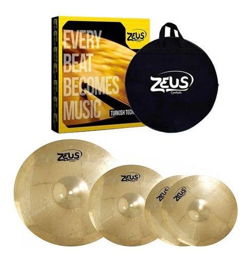 Kit de Pratos Bateria Zeus Beginner Set C 14/16/20 com Bag - Pratos de ...