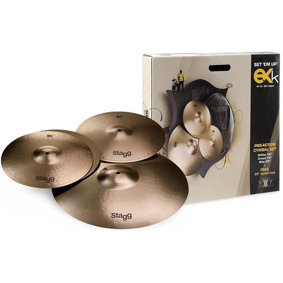 Kit de Pratos Stagg EXK SET 14 16 20 Liga B8 Com Bag - Pratos de ...