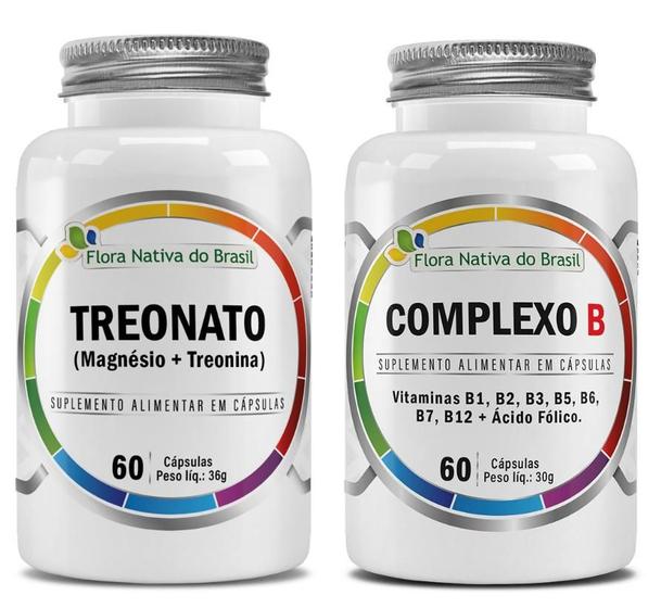 Kit de Suplementos Treonato, Complexo B 500mg 60 cápsulas Flora Nativa - Complexo B - Magazine Luiza