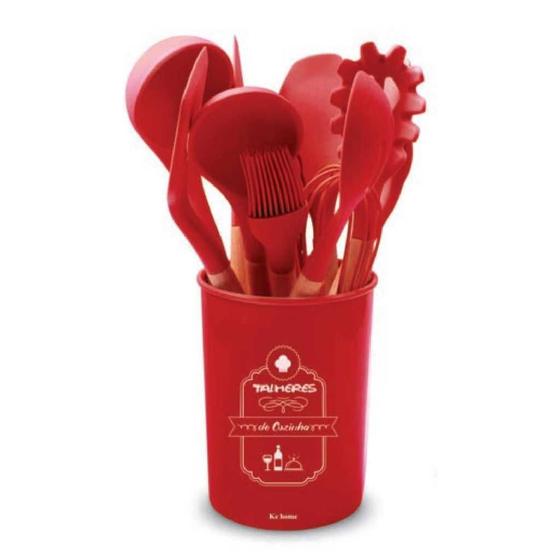 KIT de Talheres Em Silicone Premium 13 Peças Flórida Com Suporte ...