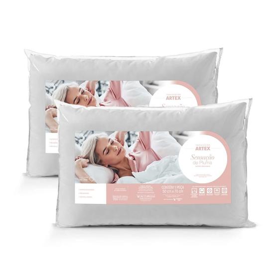 Kit De Travesseiros Sensação De Pluma Branca- ARTEX - Travesseiros ...