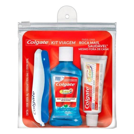 Kit Dental Escova Colgate + Creme Dental Colgate 30g + Enxaguante Bucal ...