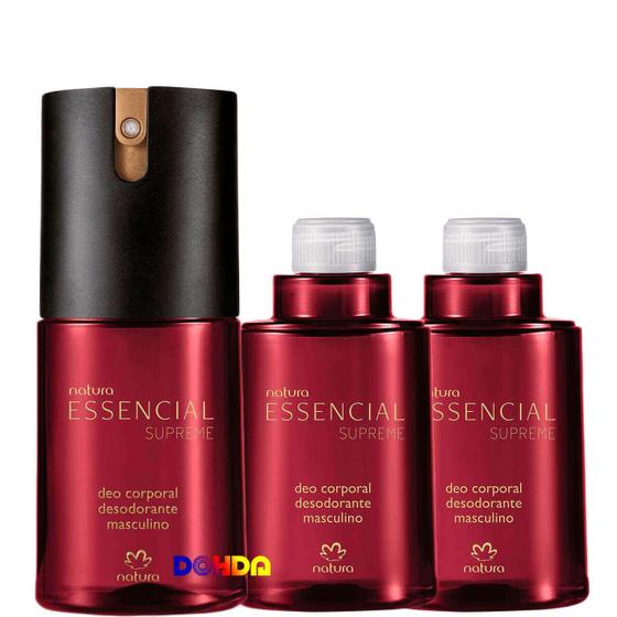 Kit Deo Corporal Masculino Essencial Supreme 100ml + 2 Refis 100ml ...