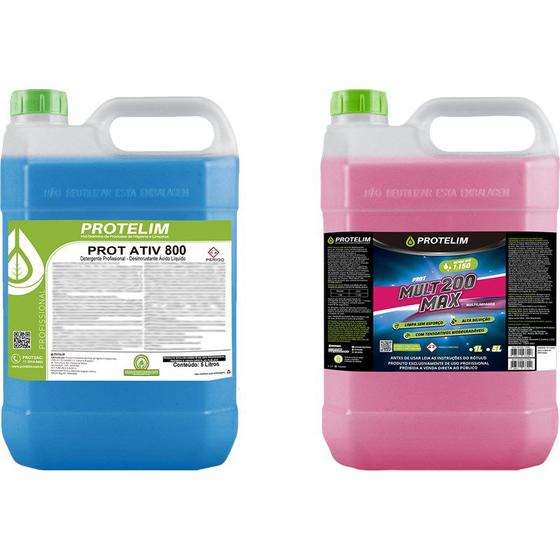 Kit desengraxante mult 200 max + desincrustante prot ativ 800 5 litros ...