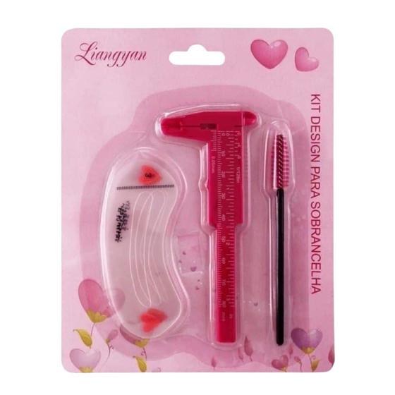 Kit Design para Sobrancelha 3 Moldes + Paquímetro 8cm + Escovinha - Liangyan - Molde de ...