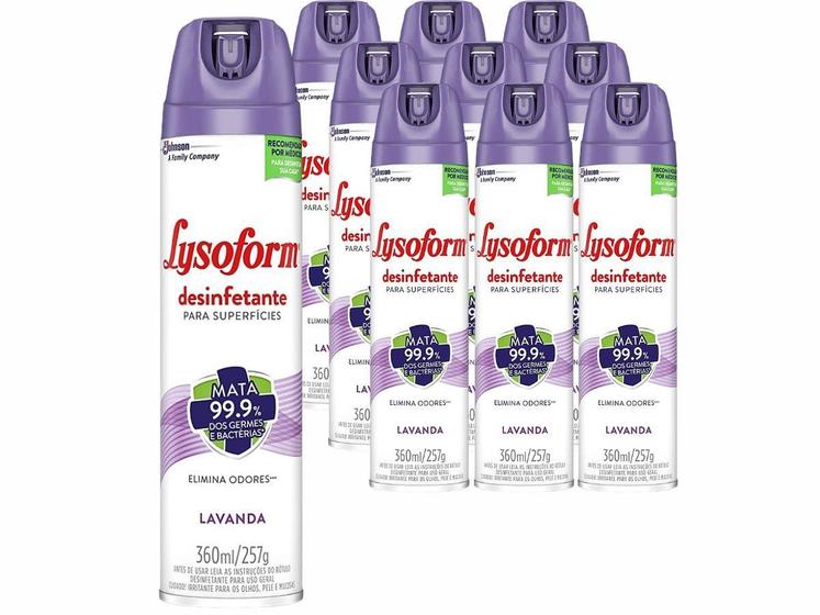 Kit Desinfetante Lysoform Aerossol Lavanda 360ML 10 Unidades ...