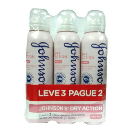 Kit Desodorante Aerosol Johnson's Dry Action 150ml Leve 3 Pague 2 ...