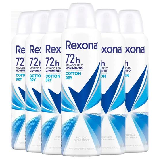 Kit Desodorante Aerosol Rexona Cotton Dry Azul 150ml - 6 Unidades ...