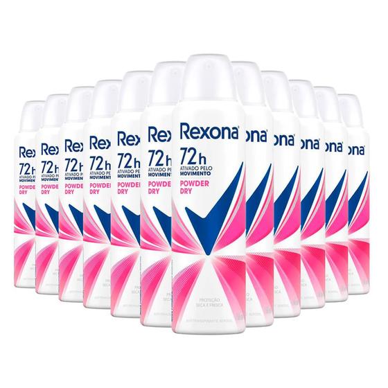 Kit Desodorante Aerosol Rexona Powder Dry Rosa 150ml - 12 Unidades ...