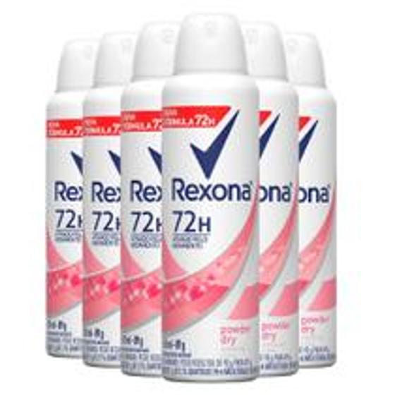 Kit Desodorante Aerosol Rexona Powder Dry Rosa 150ml - 6 Unidades ...