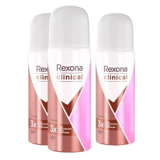 Kit Desodorante Antitranspirante Aerosol Rexona Woman Clinical Classic Extra Dry 55ml - 3 ...