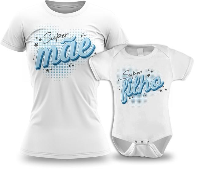 KIt dia das mães, mamãe e bebe Super Mãe e Super Filho Azul - Lagutts Personalizados - Kit ...