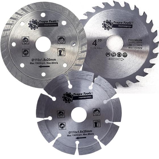 Kit Disco Diamantado Turbo De Serra Segmentado Corte A Seco - TROYA ...
