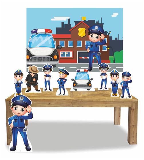 Kit Display Policia Com 9 Peças + Painel - x4adesivos - Kit Decoração ...